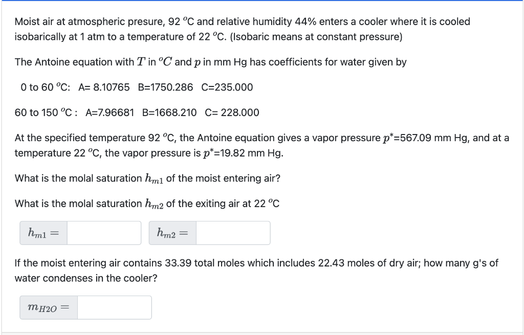 Solved A gas containing air and water vapor is in | Chegg.com