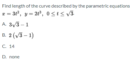 Solved Find length of the curve described by the parametric | Chegg.com