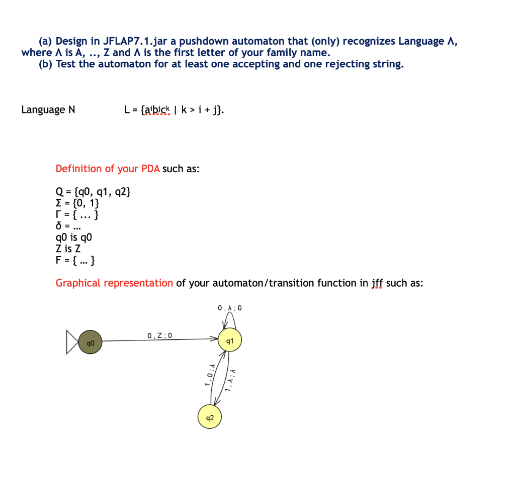 (a) Design in JFLAP7.1.jar a pushdown automaton that | Chegg.com