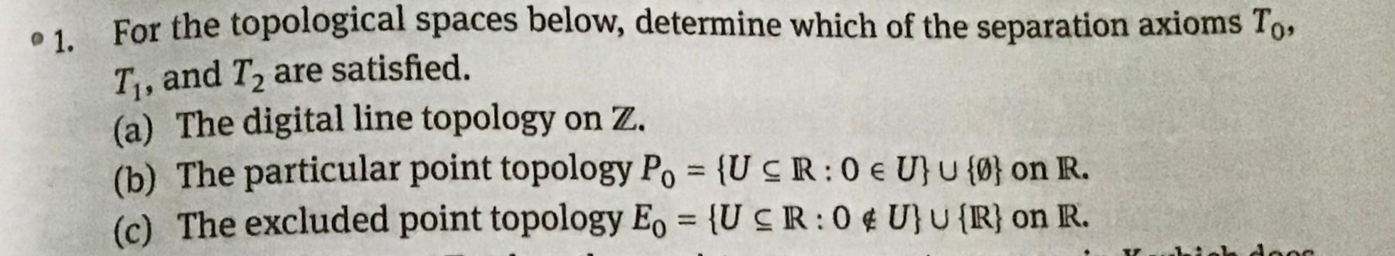 Solved • 1. For the topological spaces below, determine | Chegg.com