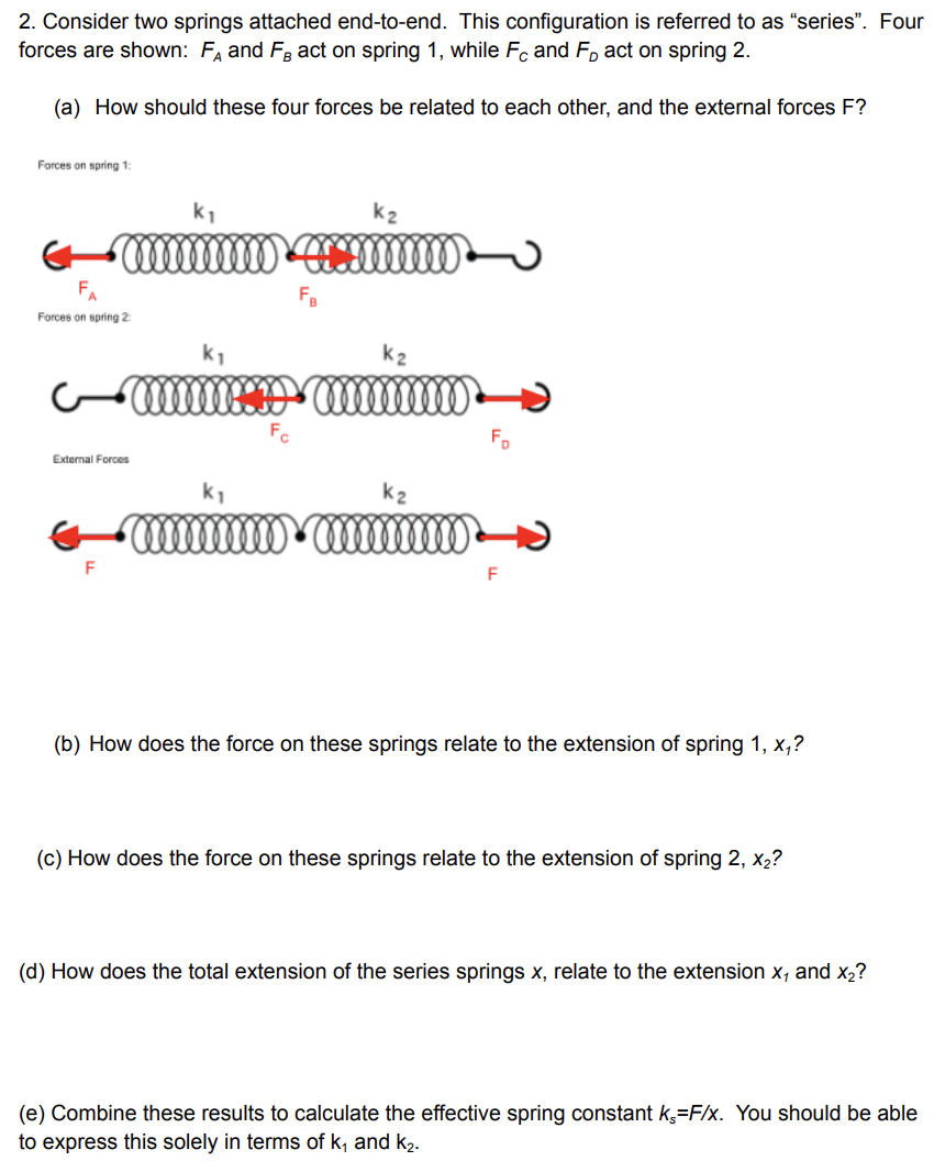 Solved 2. Consider two springs attached end-to-end. This | Chegg.com