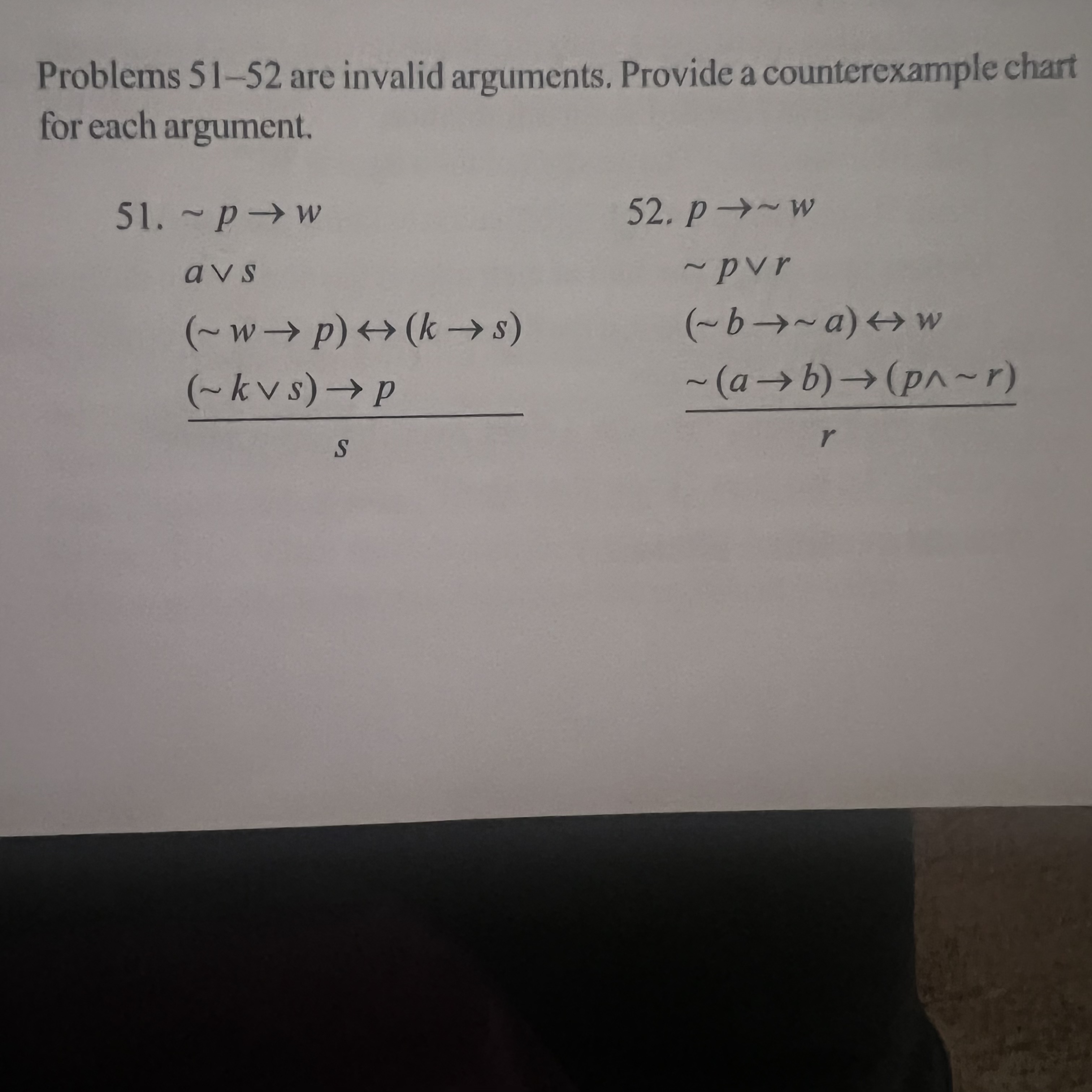For Problems 37−50, test each argument for validity. | Chegg.com