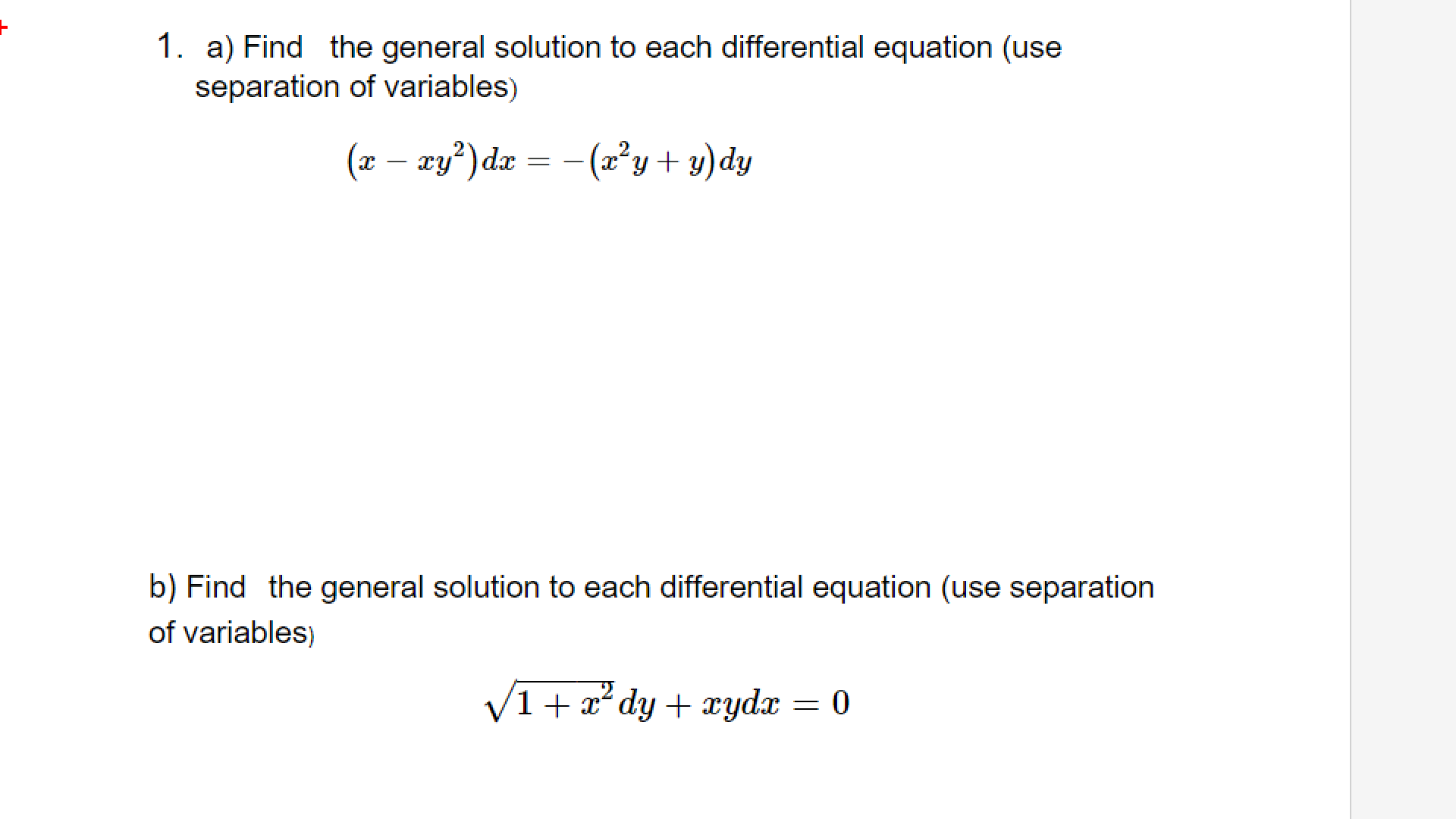 Solved a) ﻿Find the general solution to each differential | Chegg.com