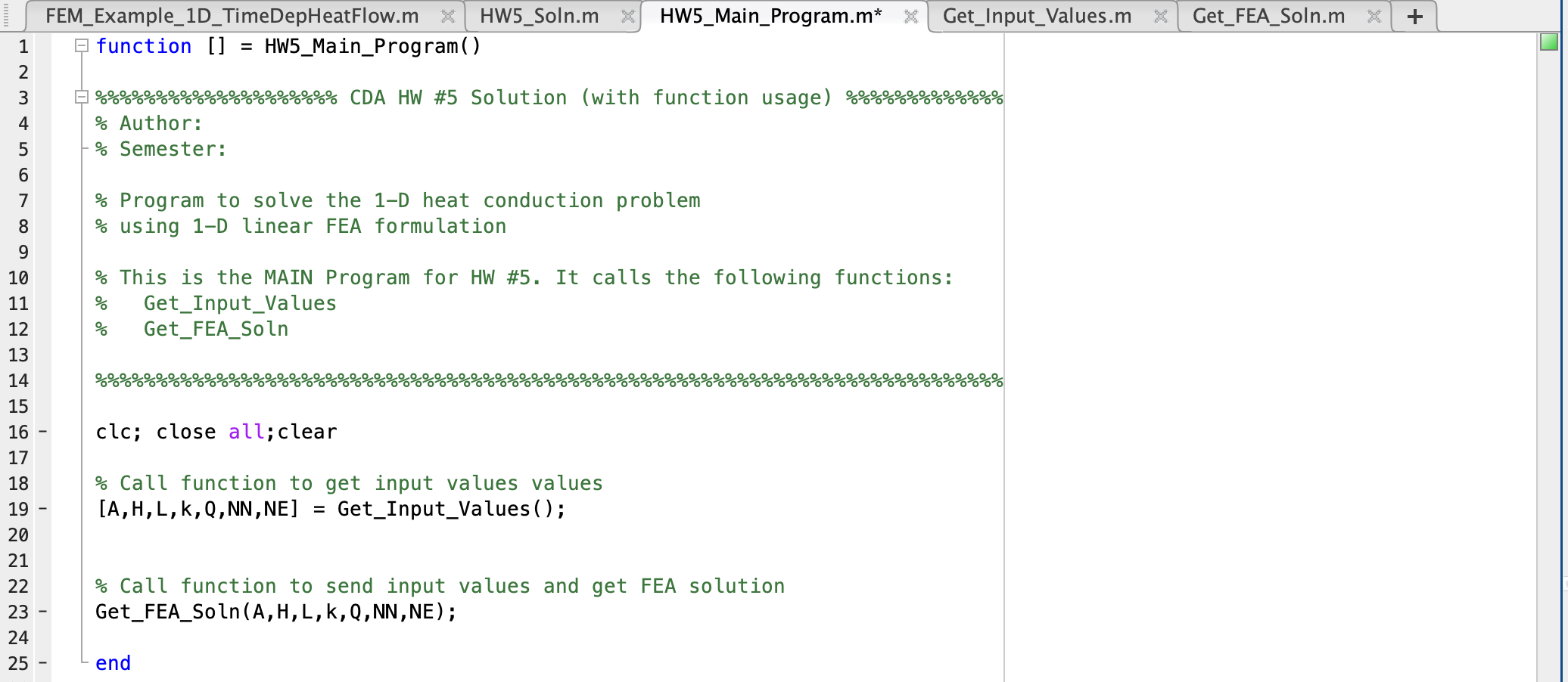 1. Modify the 1-D Heat Conduction MATLAB code from | Chegg.com