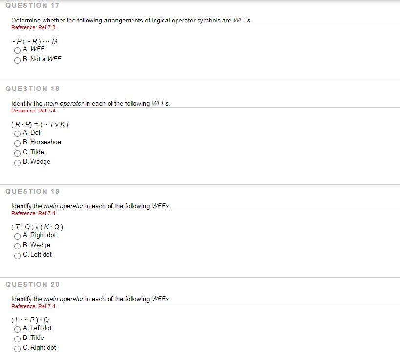 Solved QUESTION 17 Determine whether the following | Chegg.com