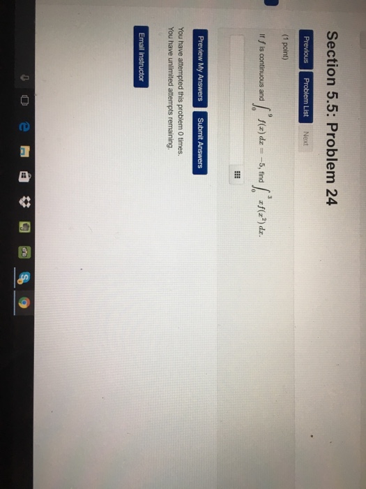 Solved If f is continuous and integral^9_0 f(x)dx = -5, find | Chegg.com Solved If f is continuous and integral^9_0 f(x)dx = -5, find | Chegg.com