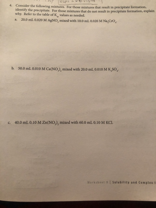 Solved 4. Consider the following mixtures. For those | Chegg.com