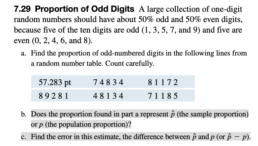 Solved 7.29 Proportion of Odd Digits A large collection of | Chegg.com