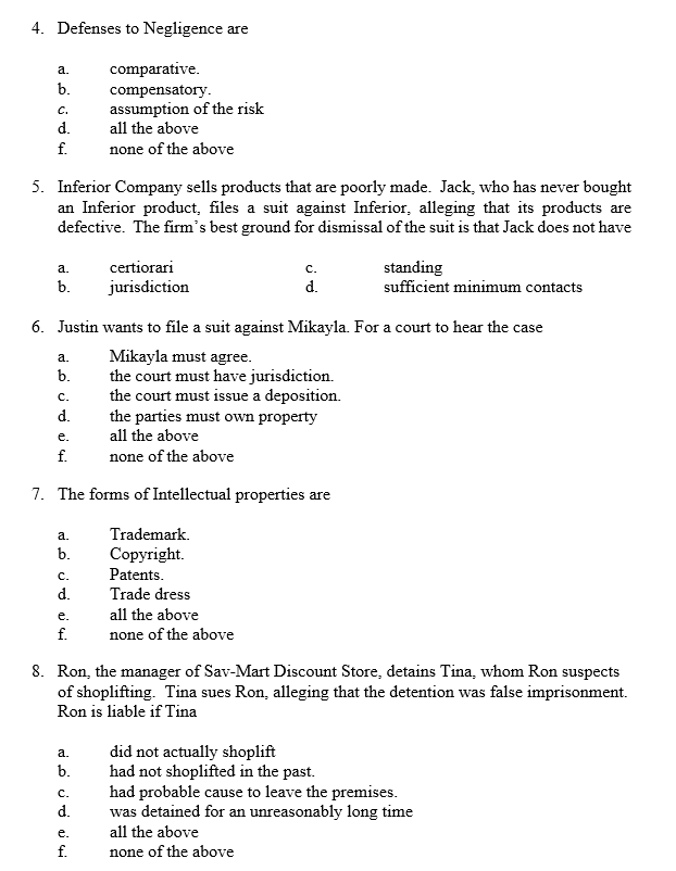 Solved 4. Defenses to Negligence are doo comparative. | Chegg.com