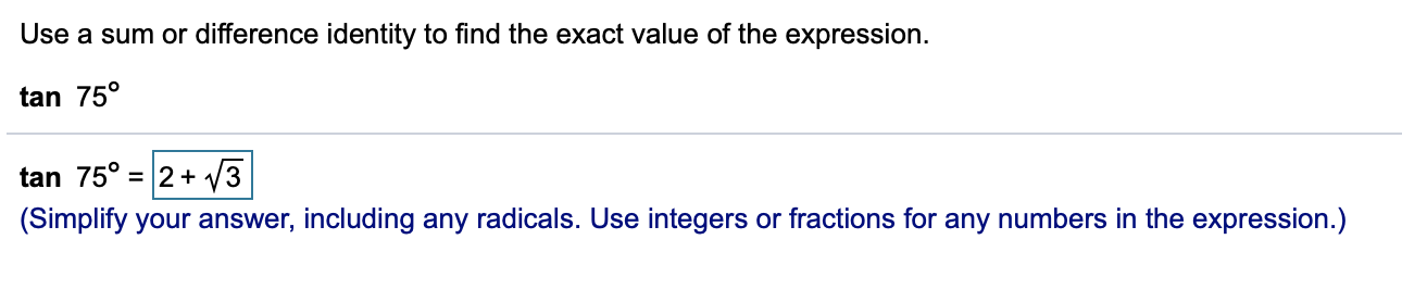Solved Use a sum or difference identity to find the exact | Chegg.com