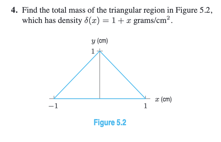 Solved 4. Find the total mass of the triangular region in | Chegg.com