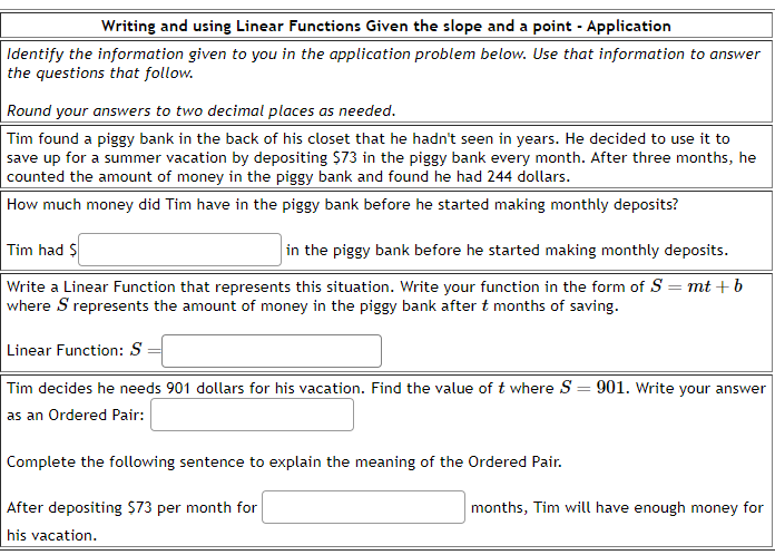 Solved Writing and using Linear Functions Given the slope | Chegg.com