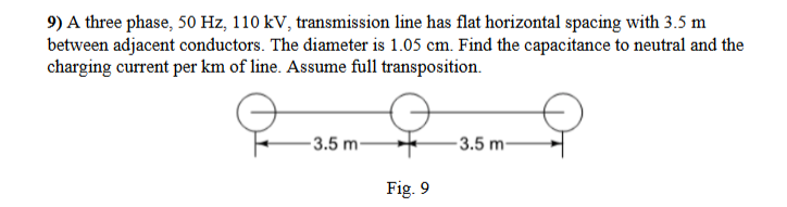 Solved 9) A three phase, 50 Hz,110kV, transmission line has | Chegg.com
