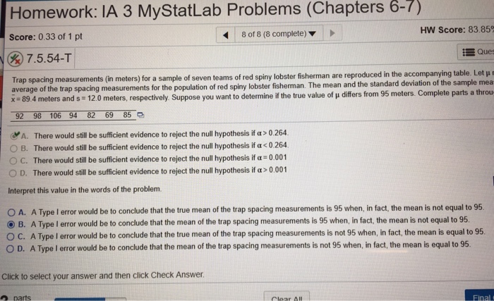 Solved Trap spacing measurements (in meters) for a sample of | Chegg.com