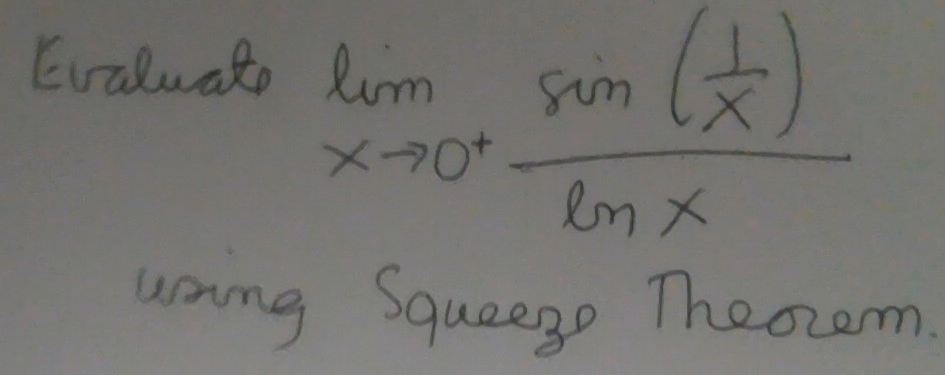 Solved Evaluate lim sin (+) メープ0 en x using Squeeze Theorem. | Chegg.com
