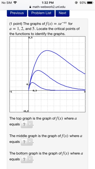 Solved 1:32 PM math-webwork2.unl.edu No SIM令 @ 93%- Previous | Chegg.com