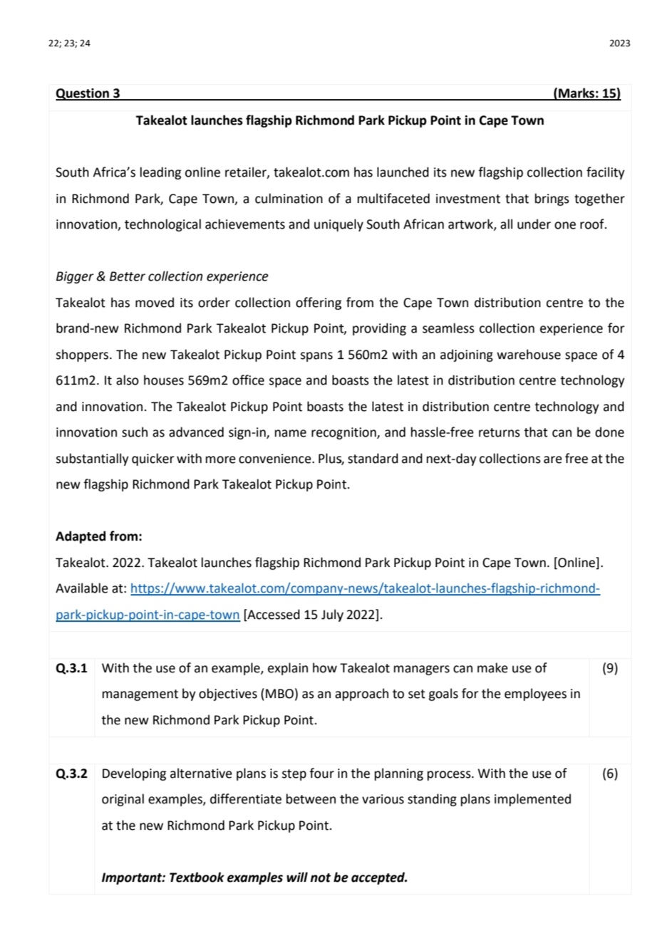 With the use of an example, explain how Takealot | Chegg.com