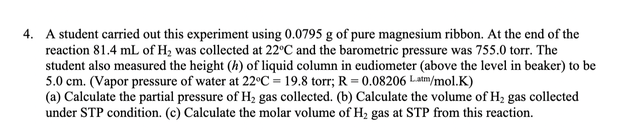 Solved A student carried out this experiment using 0.0795 g | Chegg.com