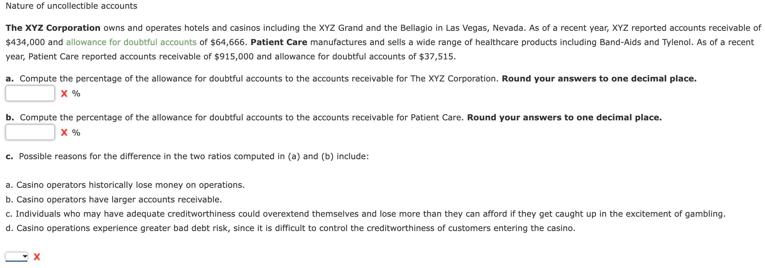 Solved The XYZ Corporation owns and operates hotels and | Chegg.com