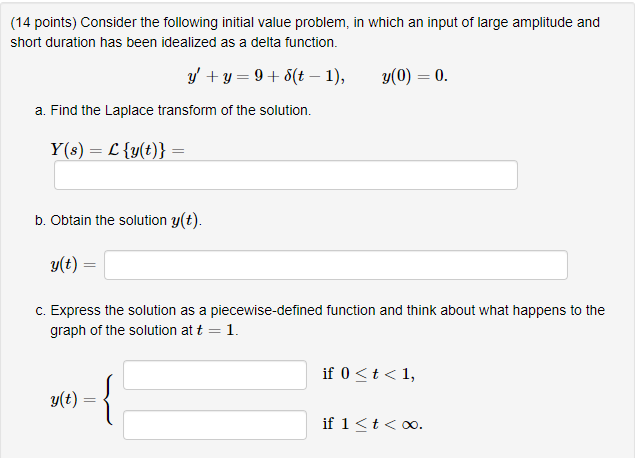 Solved 14 points) Consider the following initial value | Chegg.com
