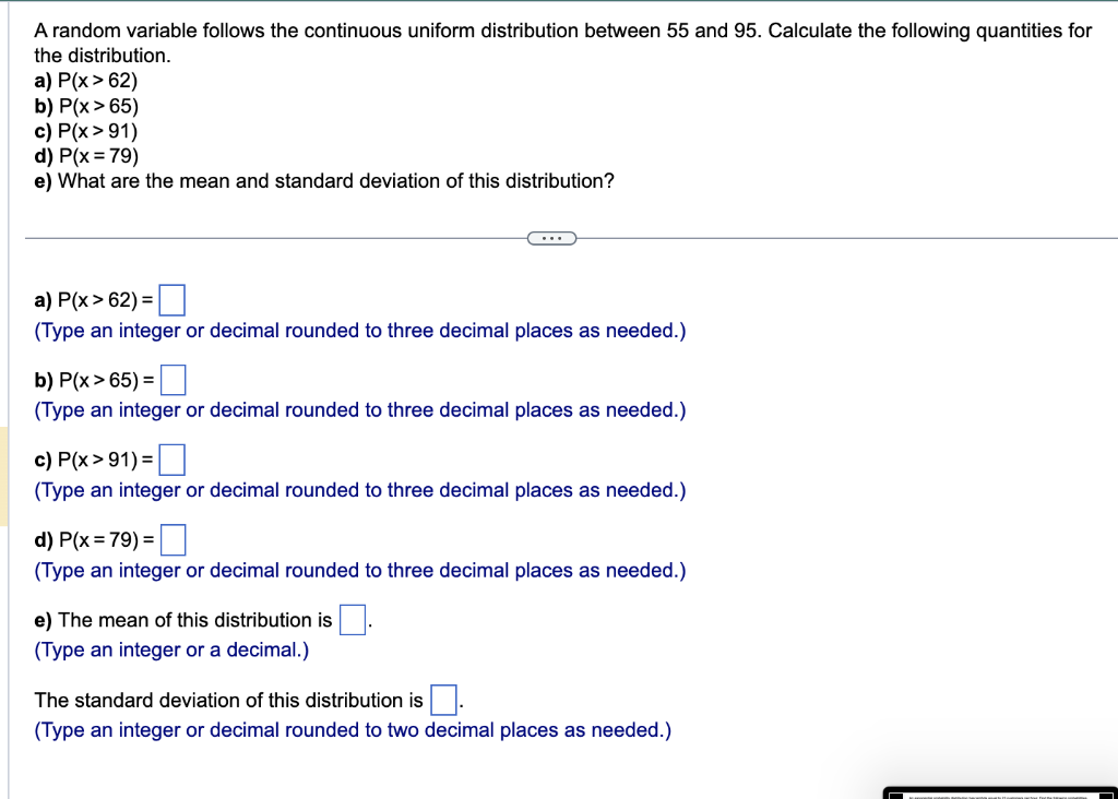 Solved A random variable follows the continuous uniform | Chegg.com
