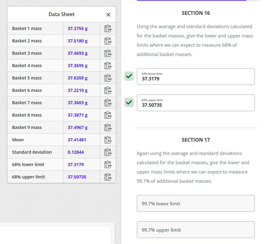 Solved Using the average and standard deviations calculated | Chegg.com