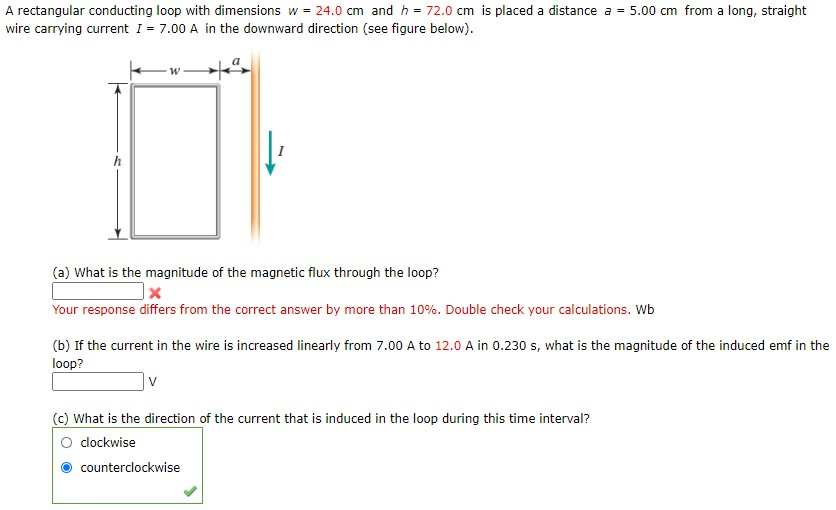 Solved A rectangular conducting loop with dimensions w = | Chegg.com