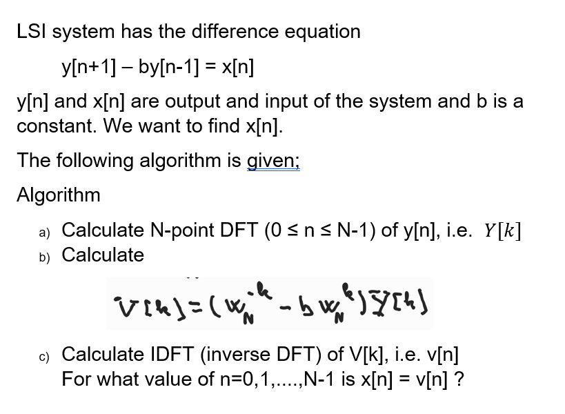 Solved LSI system has the difference equation y[n+1] – | Chegg.com
