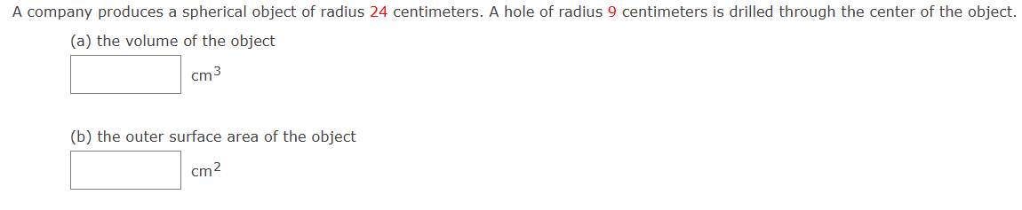 Solved A company produces a spherical object of radius 24 | Chegg.com