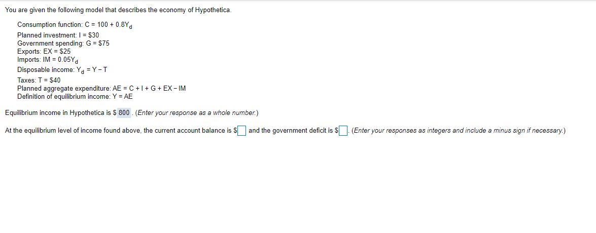 Solved You are given the following model that describes the | Chegg.com