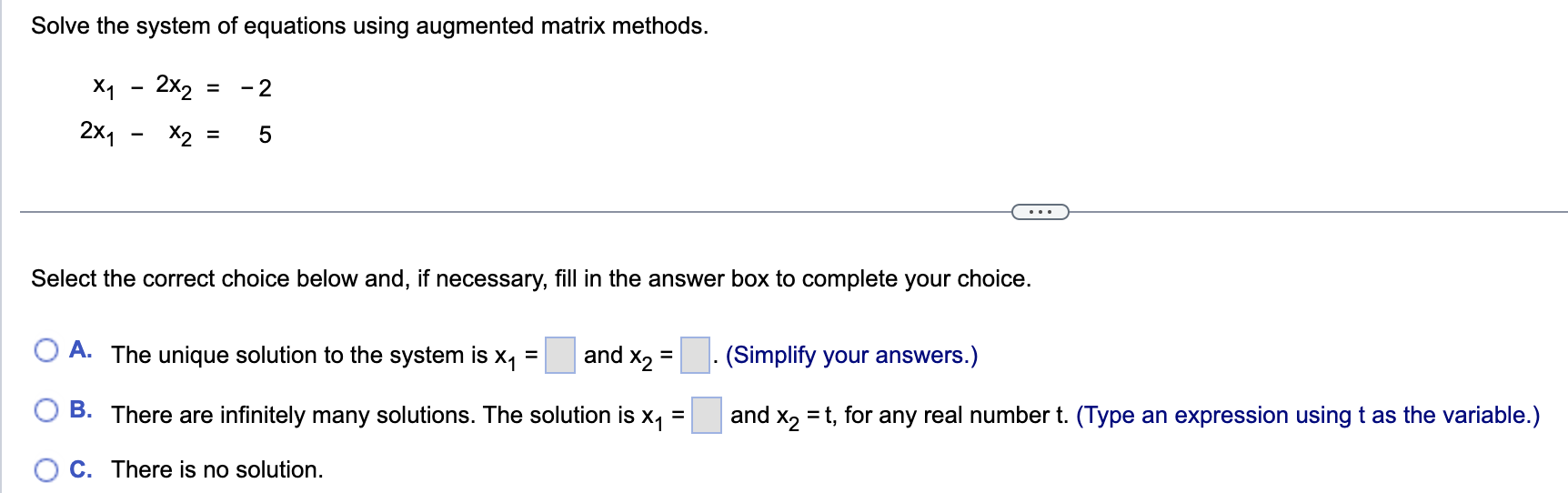 Solved Solve the system of equations using augmented matrix | Chegg.com