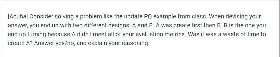 Solved [Acuña] Consider solving a problem like the update PQ | Chegg.com