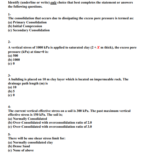 Solved Identify (underline or write) only choice that best | Chegg.com