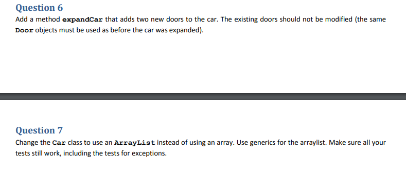 Solved Question 1 Create a class Door with the following UML | Chegg.com