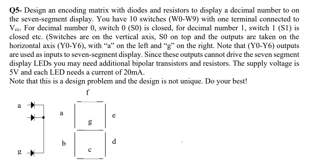Solved Q5- Design an encoding matrix with diodes and | Chegg.com