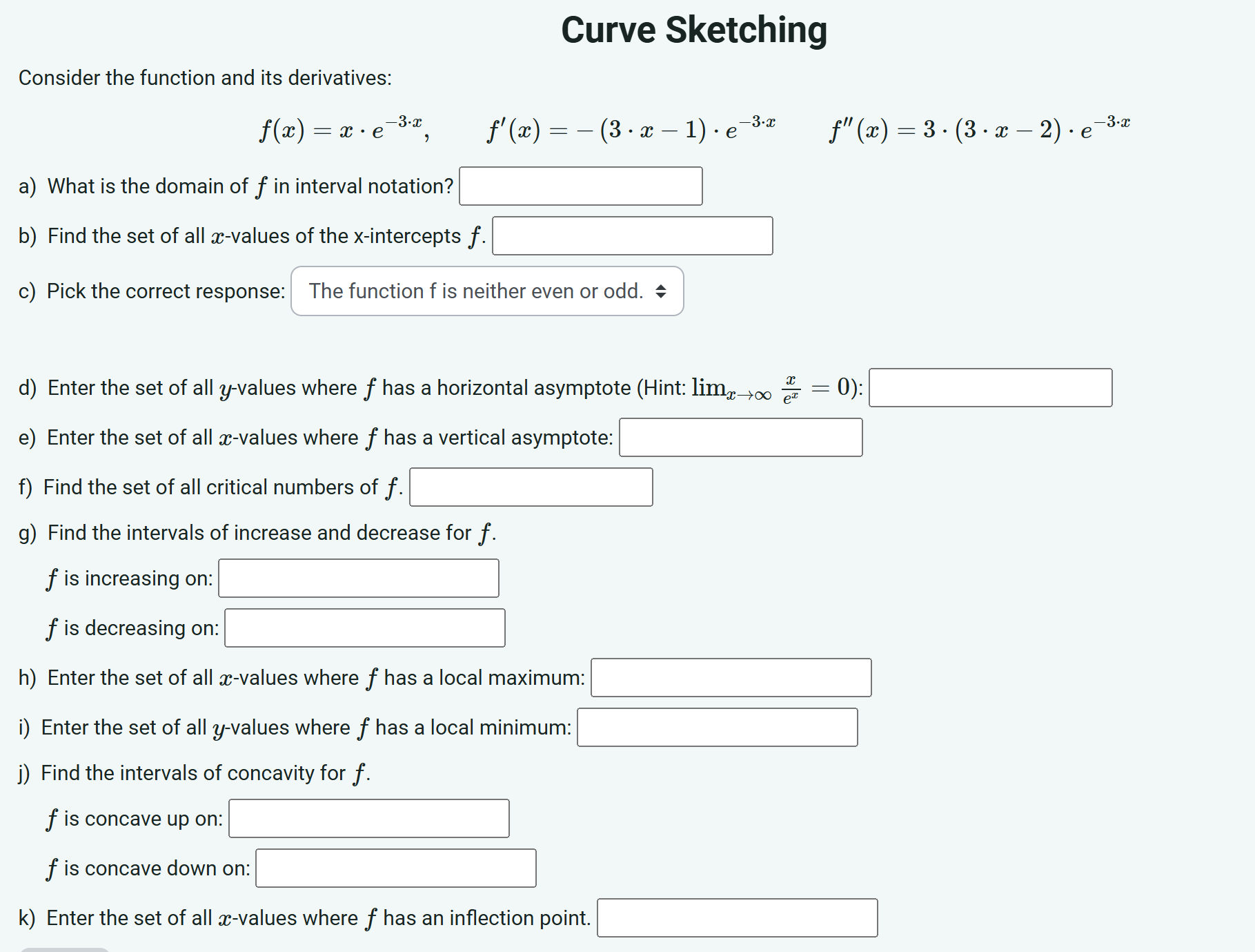 Solved Curve SketchingConsider the function and its | Chegg.com