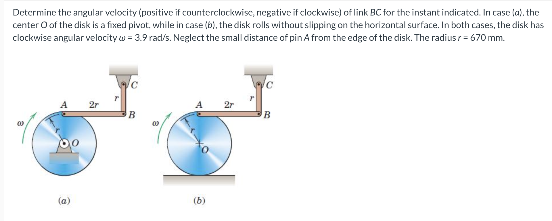 Solved Determine the angular velocity (positive if | Chegg.com