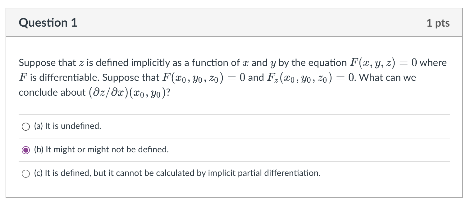 Solved Question 1 Suppose That Z Is Defined Implicitly As A