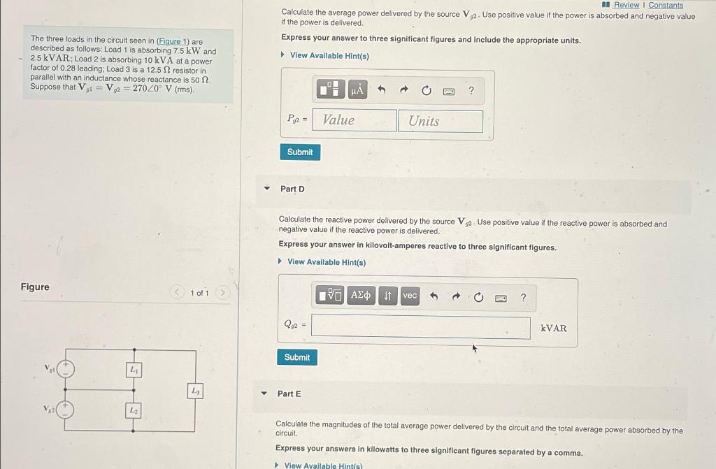 Solved Part A The three loads in the circuit seen in (Figure | Chegg.com