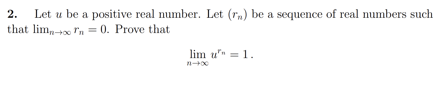 Solved Let u be a positive real number. Let (rn) be a | Chegg.com