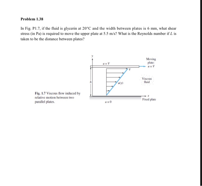 Solved Problem 1.38 In Fig. P1.7, if the fluid is glycerin | Chegg.com