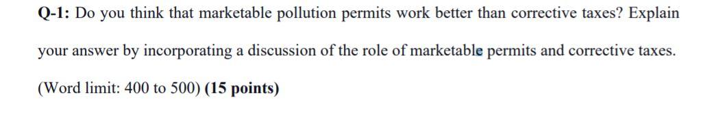 Solved Q-1: Do you think that marketable pollution permits | Chegg.com