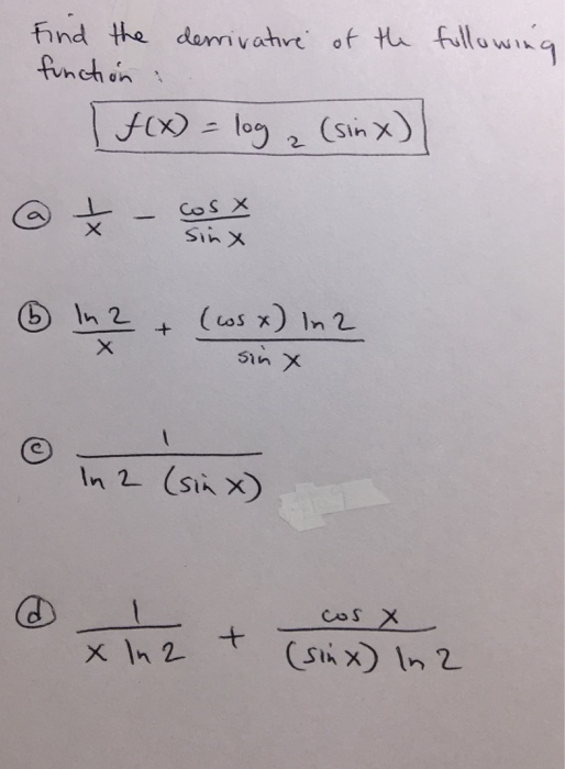 Solved Find the derivative of the following function: f(x) = | Chegg.com