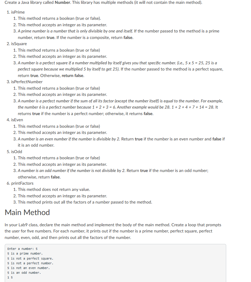 Solved Create a Java library called Number. This library has | Chegg.com