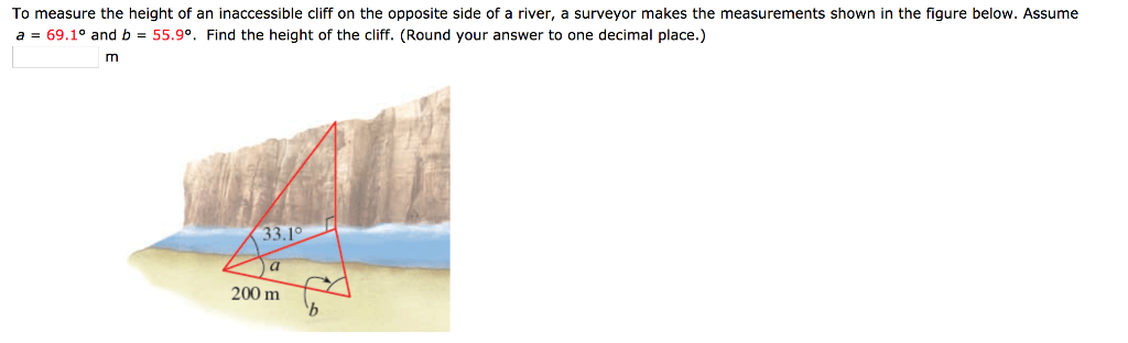 Solved To measure the height of an inaccessible cliff on the | Chegg.com