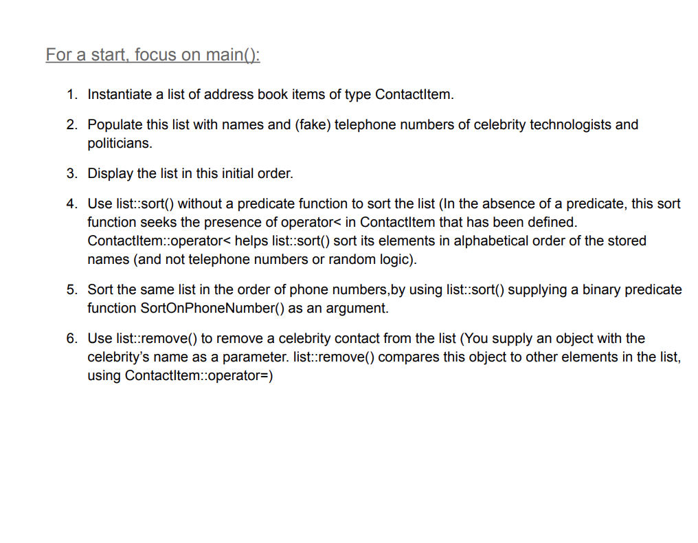 Solved Sorting and Removing Elements from a list That | Chegg.com