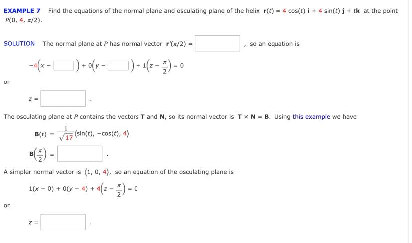 Solved EXAMPLE 7 Find the equations of the normal plane and | Chegg.com
