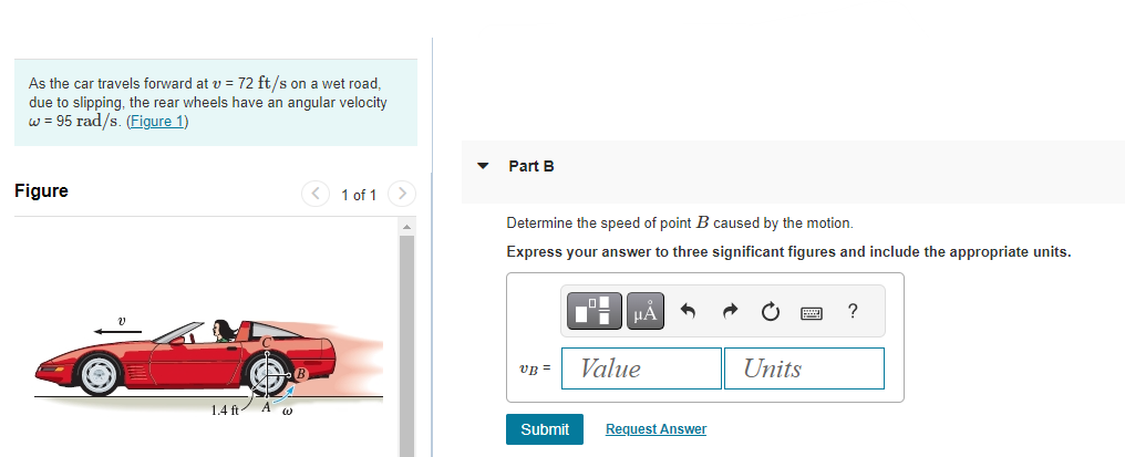 Solved As the car travels forward at v=72ft/s on a wet road, | Chegg.com
