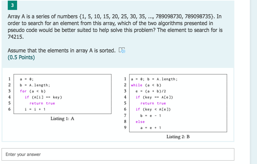 Solved 3 Array A is a series of numbers {1, 5, 10, 15, 20, | Chegg.com
