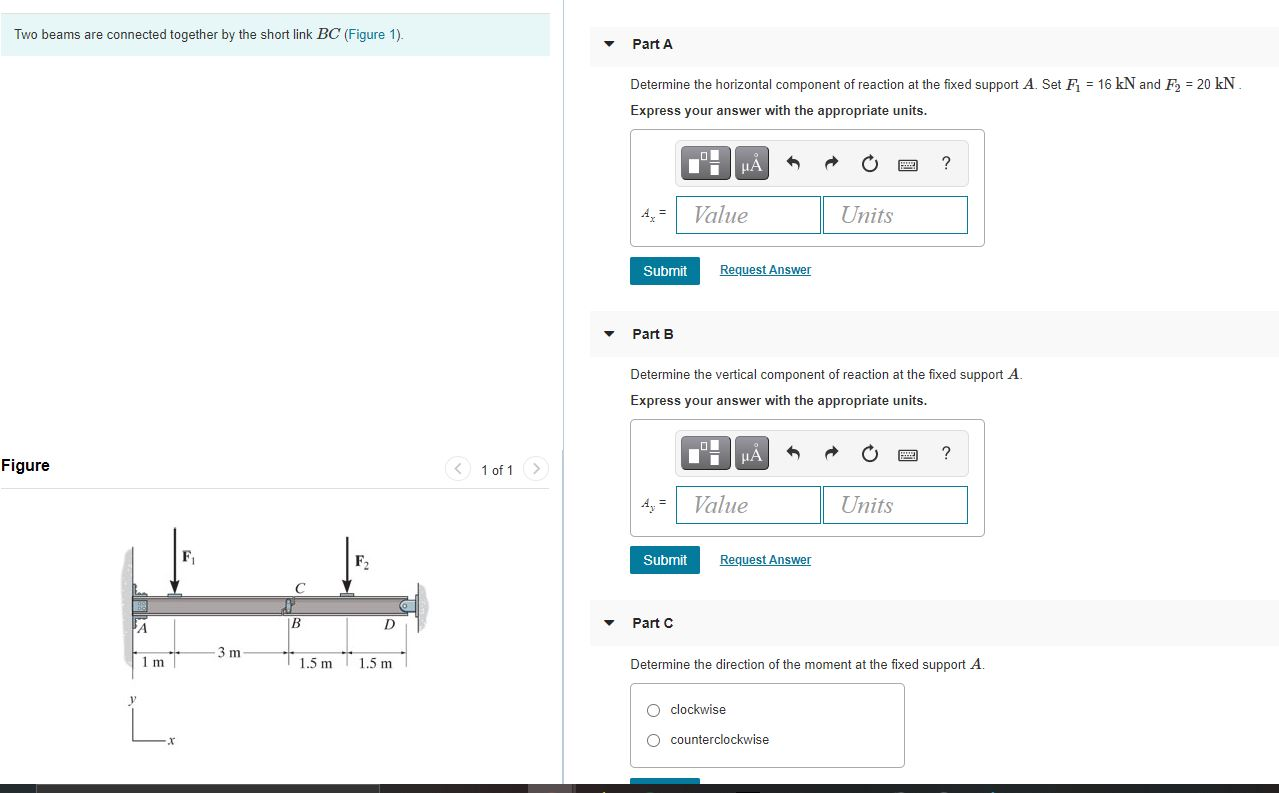 Solved Two beams are connected together by the short link BC | Chegg.com